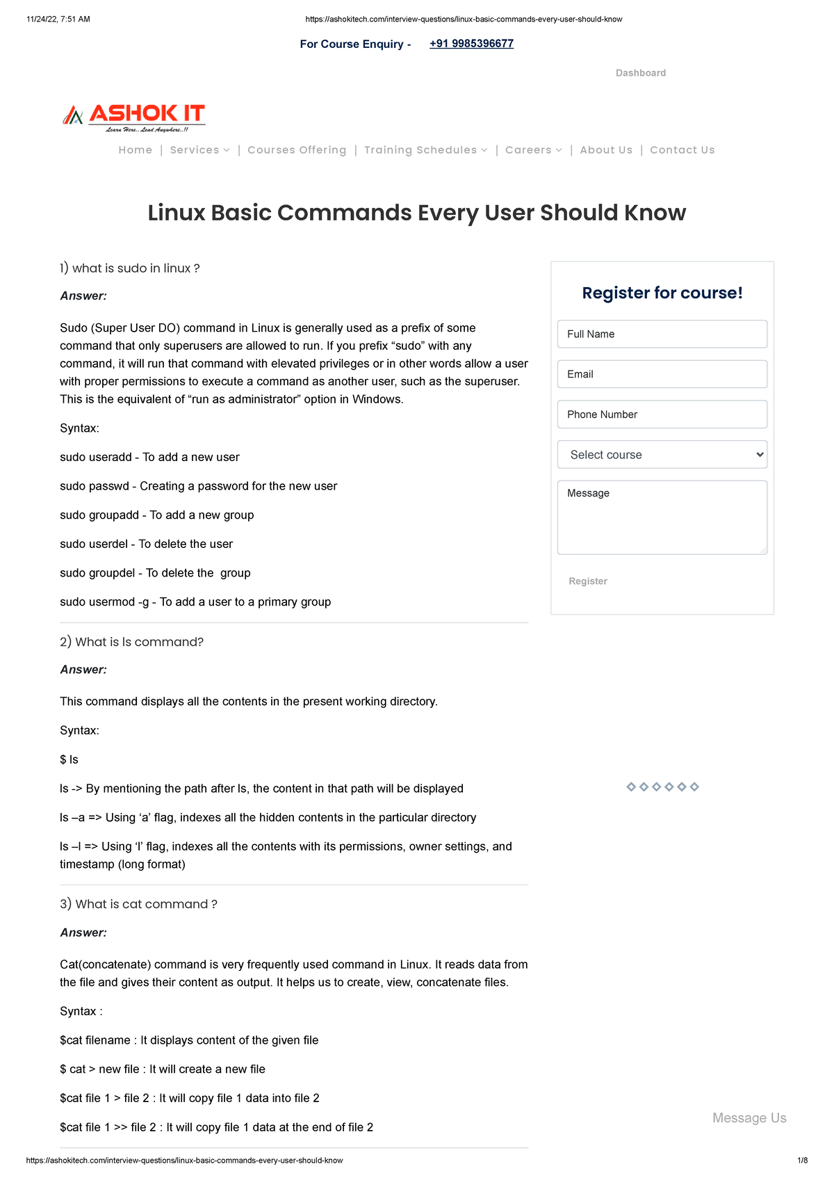 Linux basic commands every user should know - For Course Enquiry - ฀ +91 9985396677 ฀ Dashboard ...