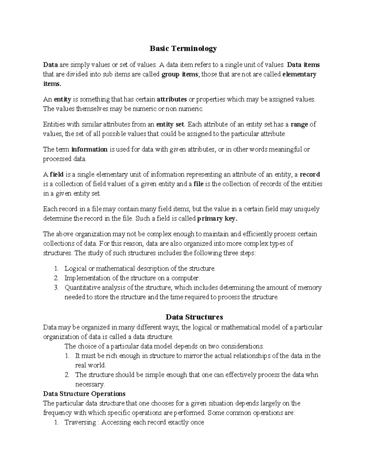 Basics - A data item refers to a single unit of values. Data items that ...