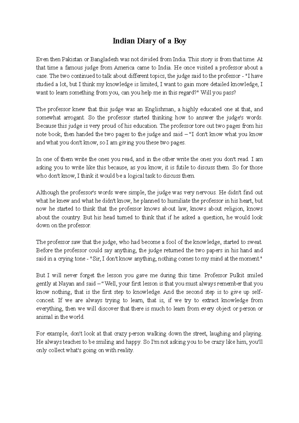 Indian Diary of a Boy - Practice Notes that are required for the course ...