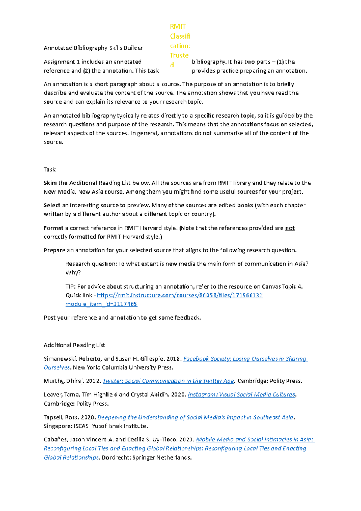 Annotated Bibliography Skills Builder - Annotated Bibliography Skills ...