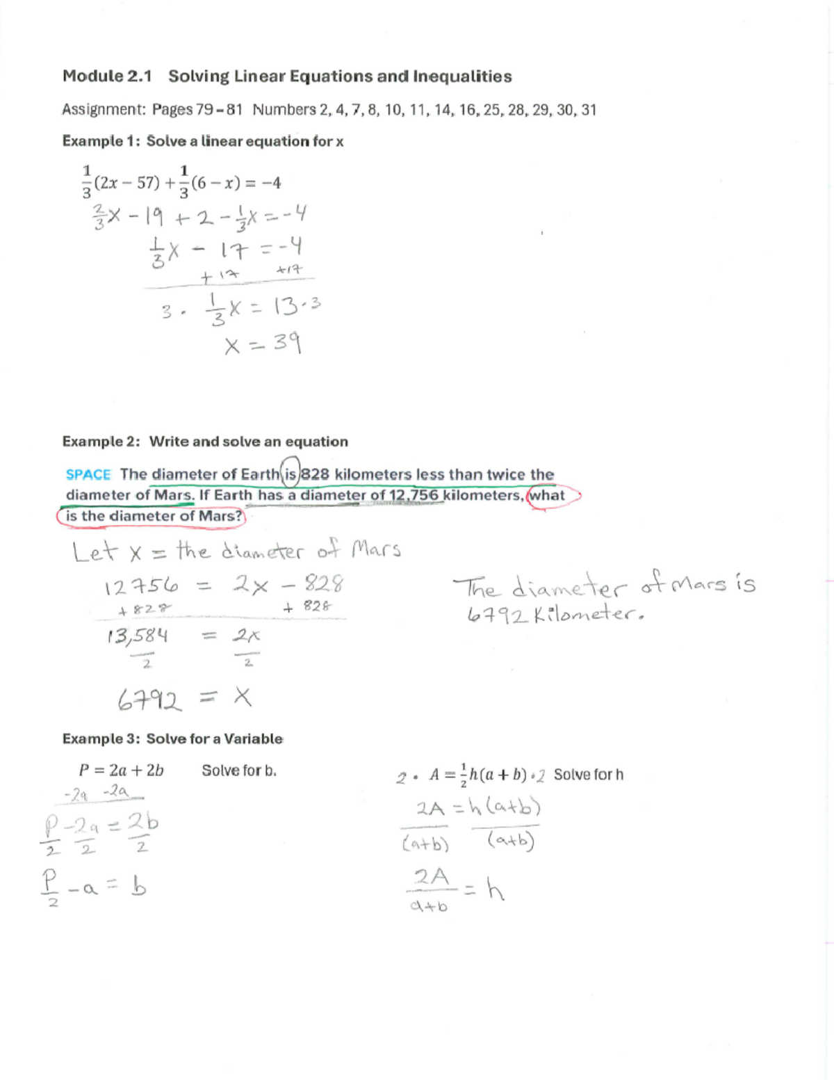 Module 2.1 notes and assignment 9-27-24 Schoology - Module 2 Solving ...