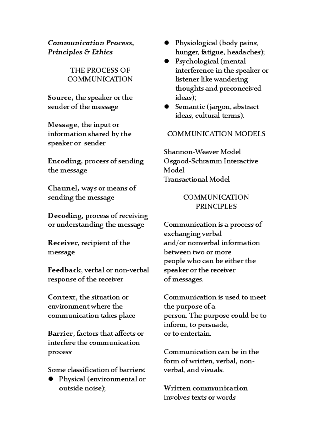 Reviewer for Purposive Comm - Communication Process, Principles ...