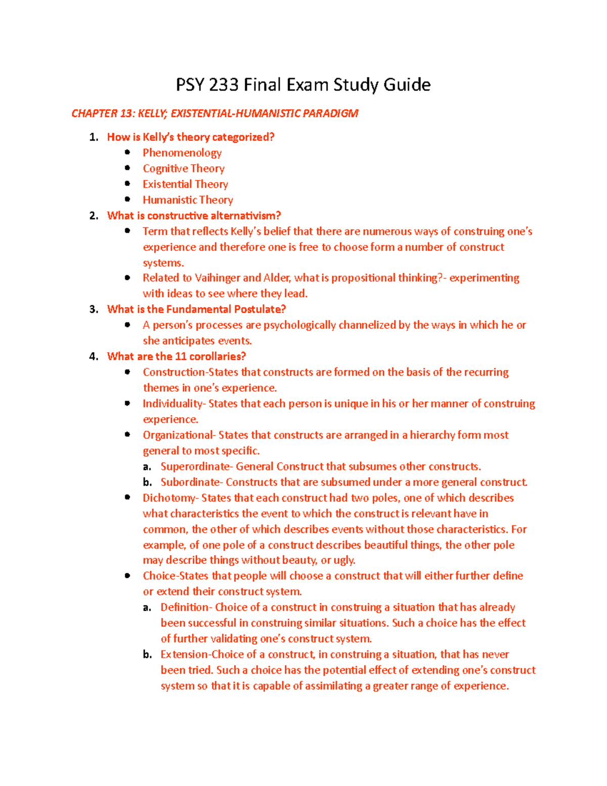 PSY 233 Final Exam Study Guide - PSY 233 Final Exam Study Guide CHAPTER ...