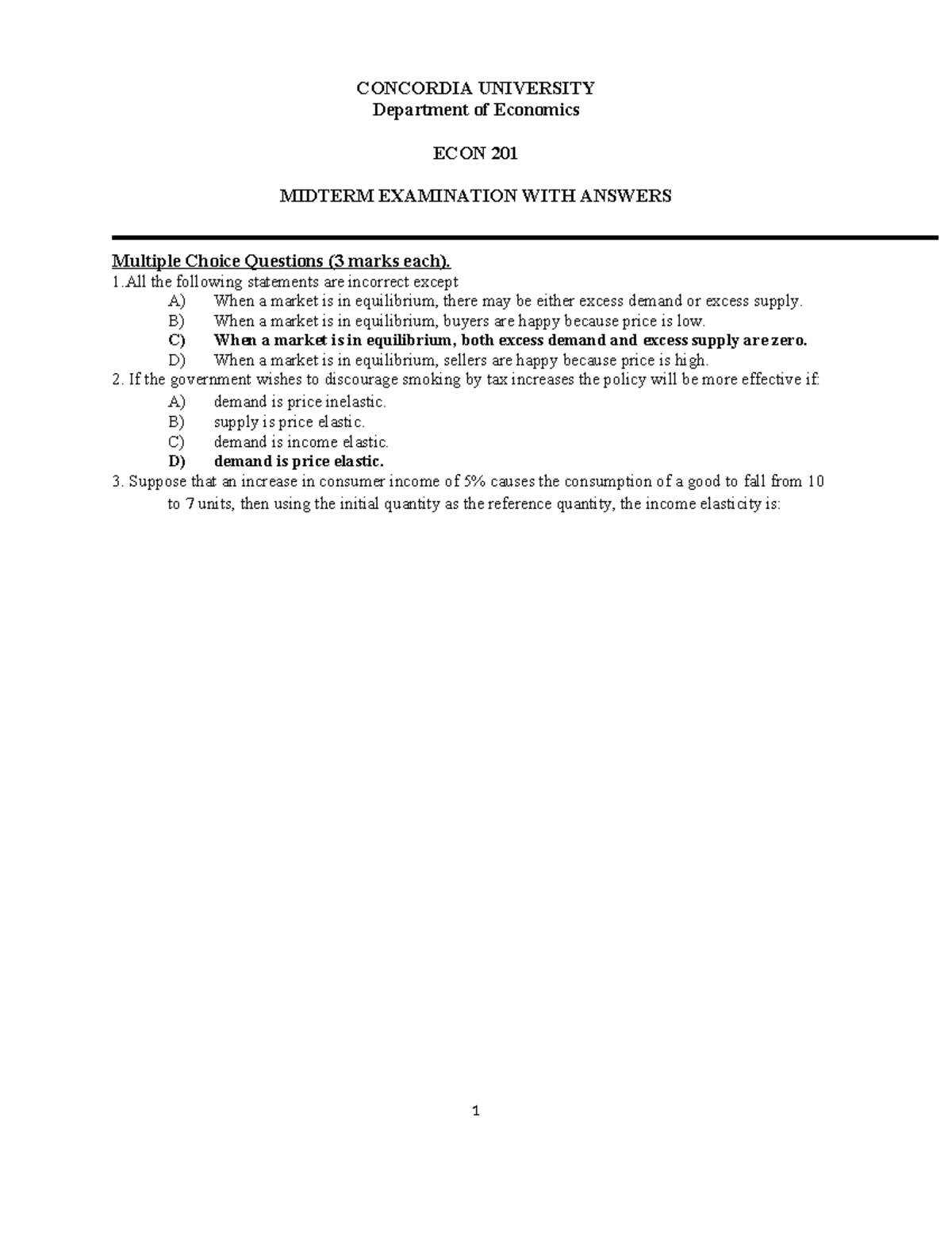 201-sample-midterm 3 - CONCORDIA UNIVERSITY Department of Economics ...
