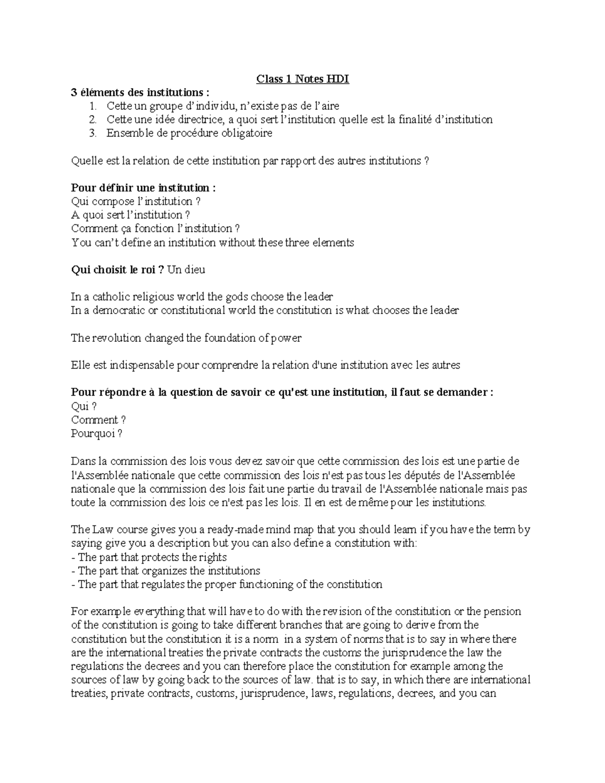 Class 1 Notes HDI - lefkn - Class 1 Notes HDI 3 éléments des ...