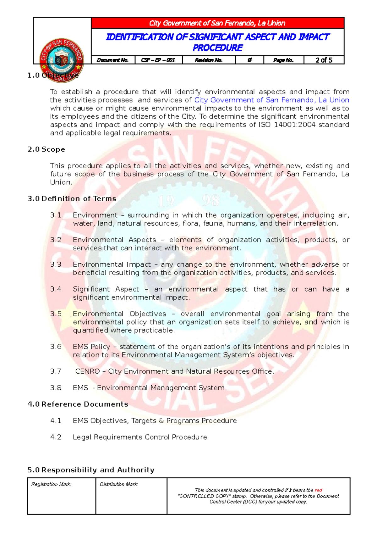 Identification of Aspect and Impact - IDENTIFICATION OF SIGNIFICANT ...
