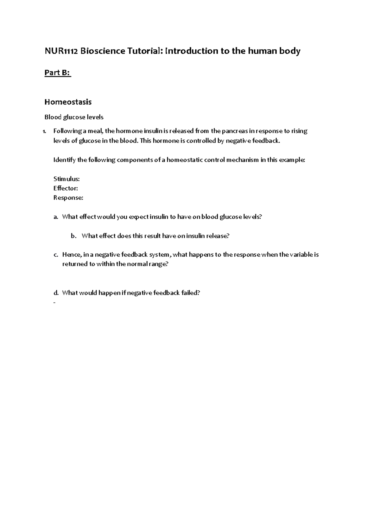 Intro to the Human Body Tutorial PART B 2 - NUR1112 Bioscience Tutorial ...