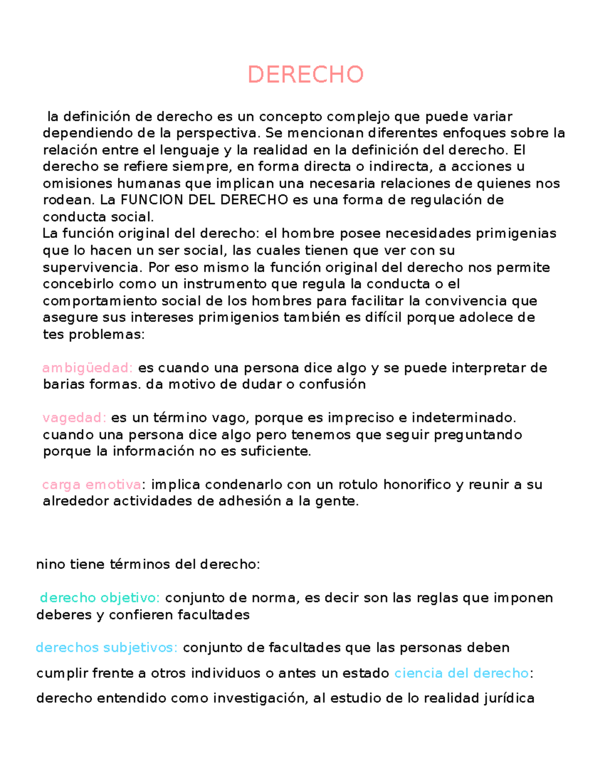 Resumen DE Derecho - DERECHO la definición de derecho es un concepto ...