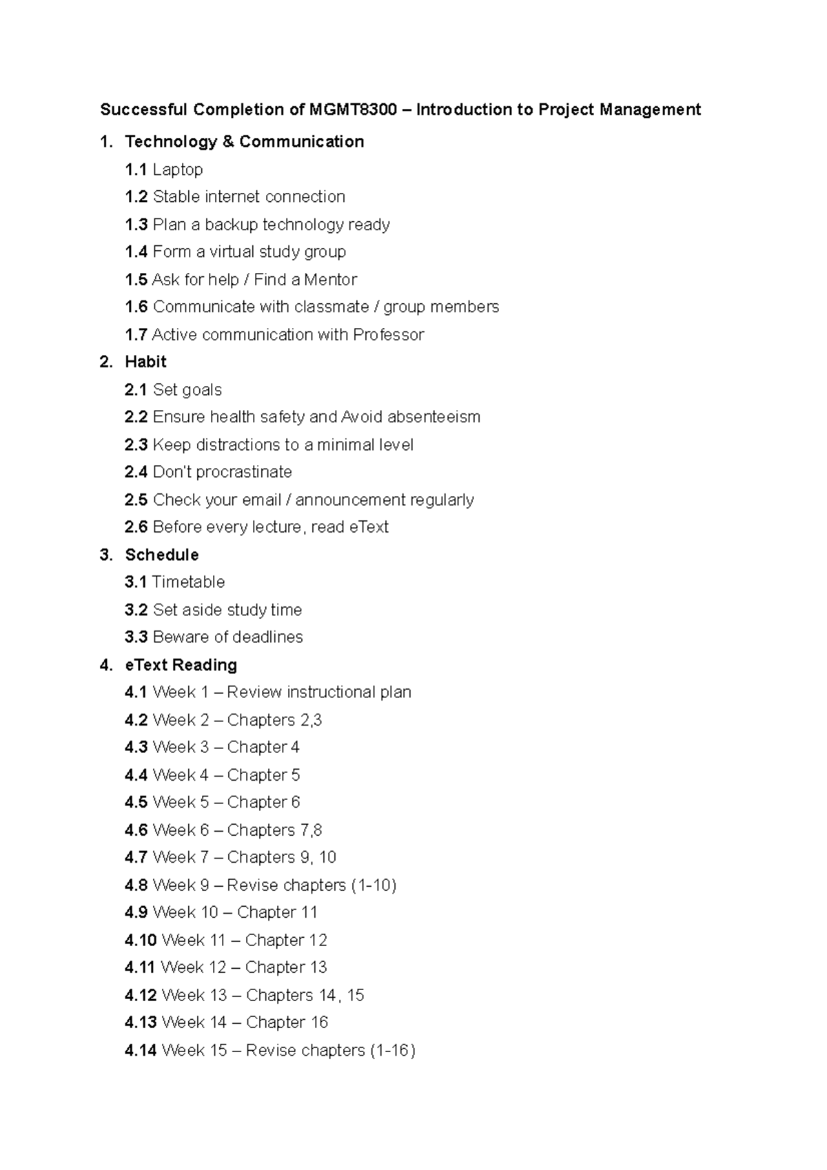 WBS - Assignment 2 - MGMT8300 - Project Management - MGMT8560 - Conestoga College - Studocu