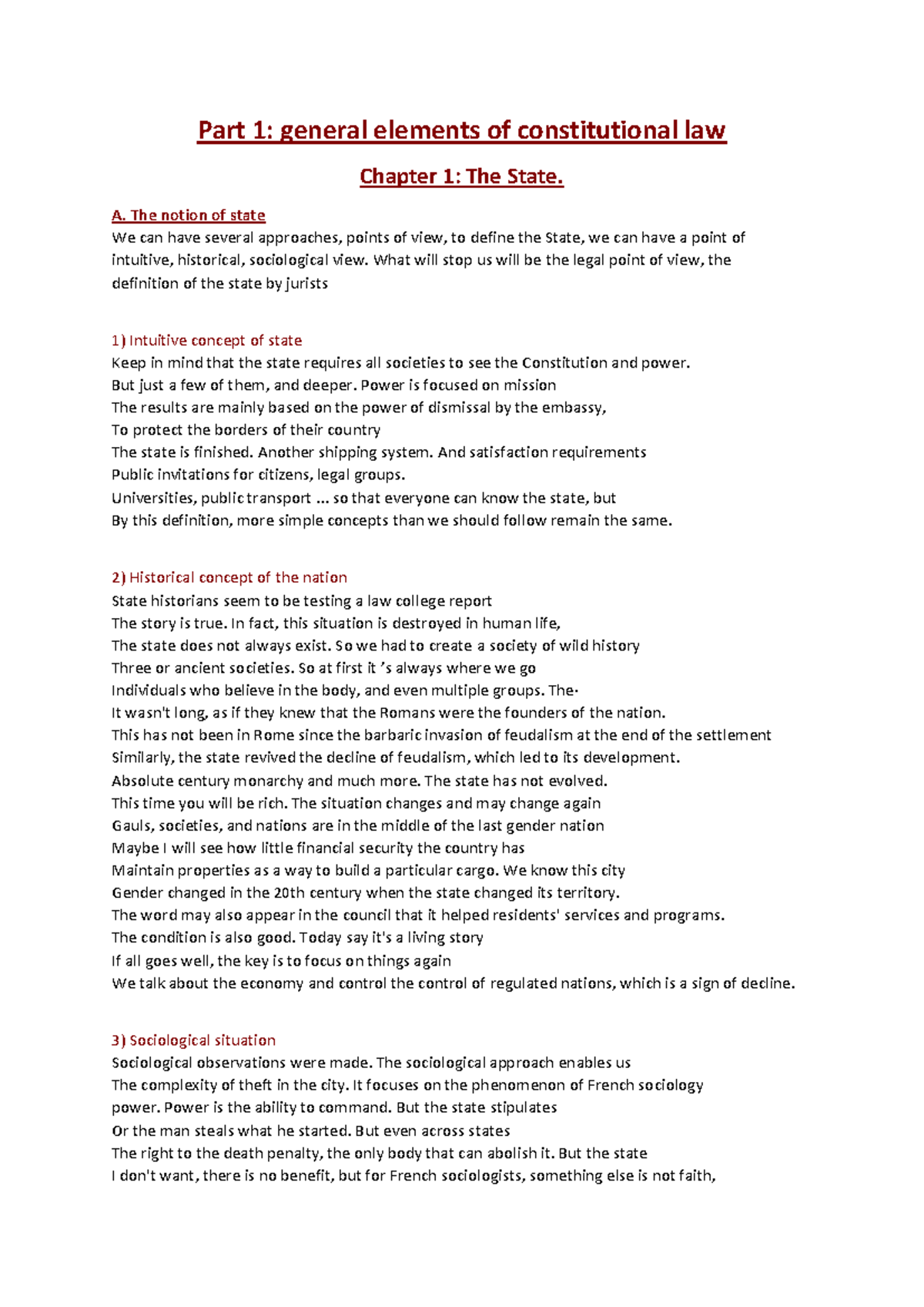 1- Constitutional Law - Part 1: general elements of constitutional law ...