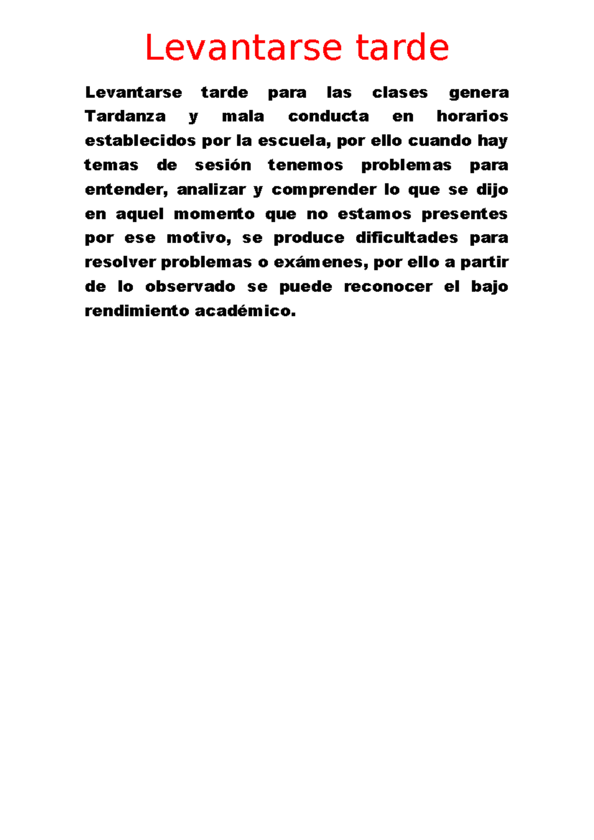 Causa y efecto - tuo - introduccion al derecho - Levantarse tarde ...