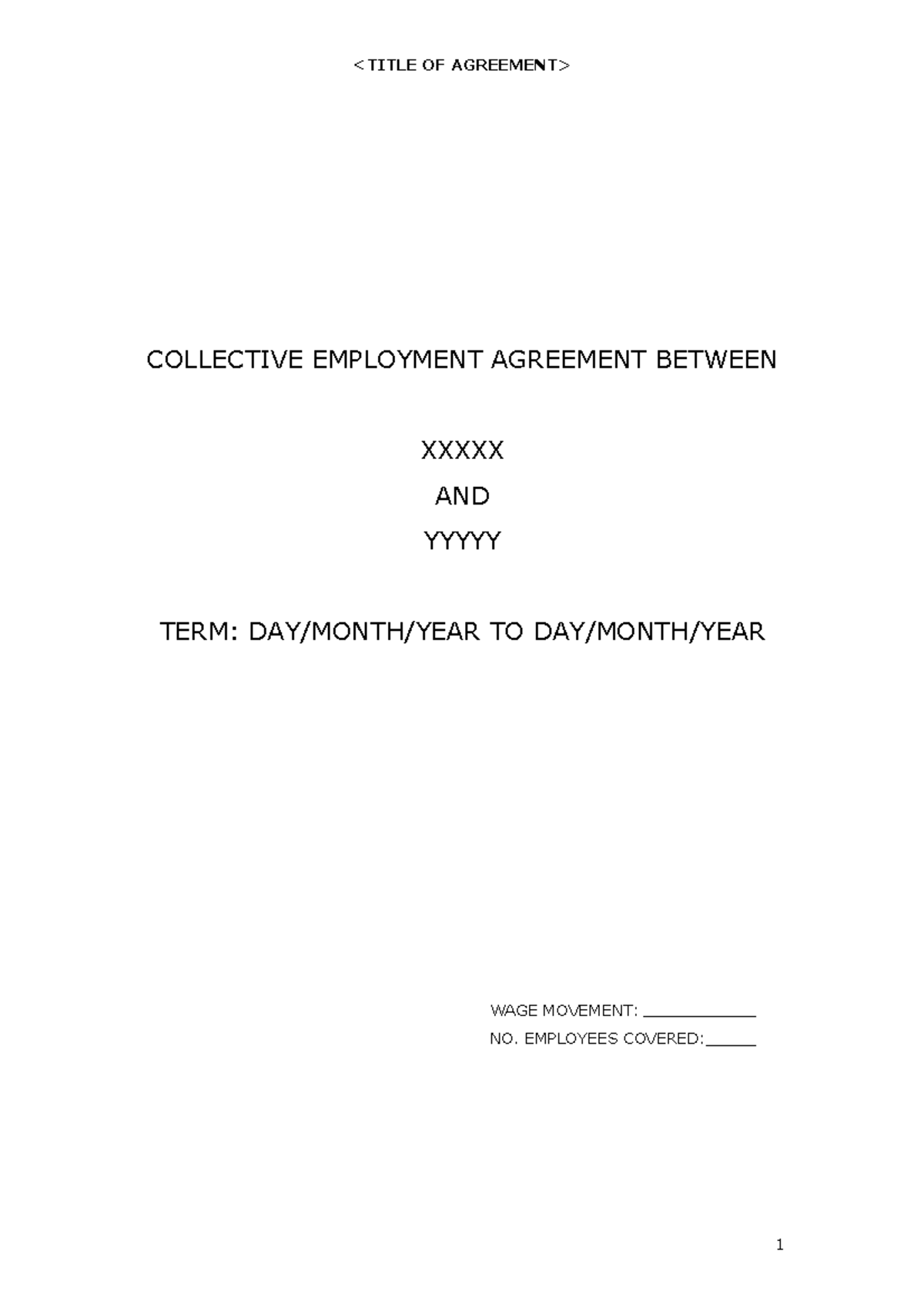 Collective employment agreement template - COLLECTIVE EMPLOYMENT ...