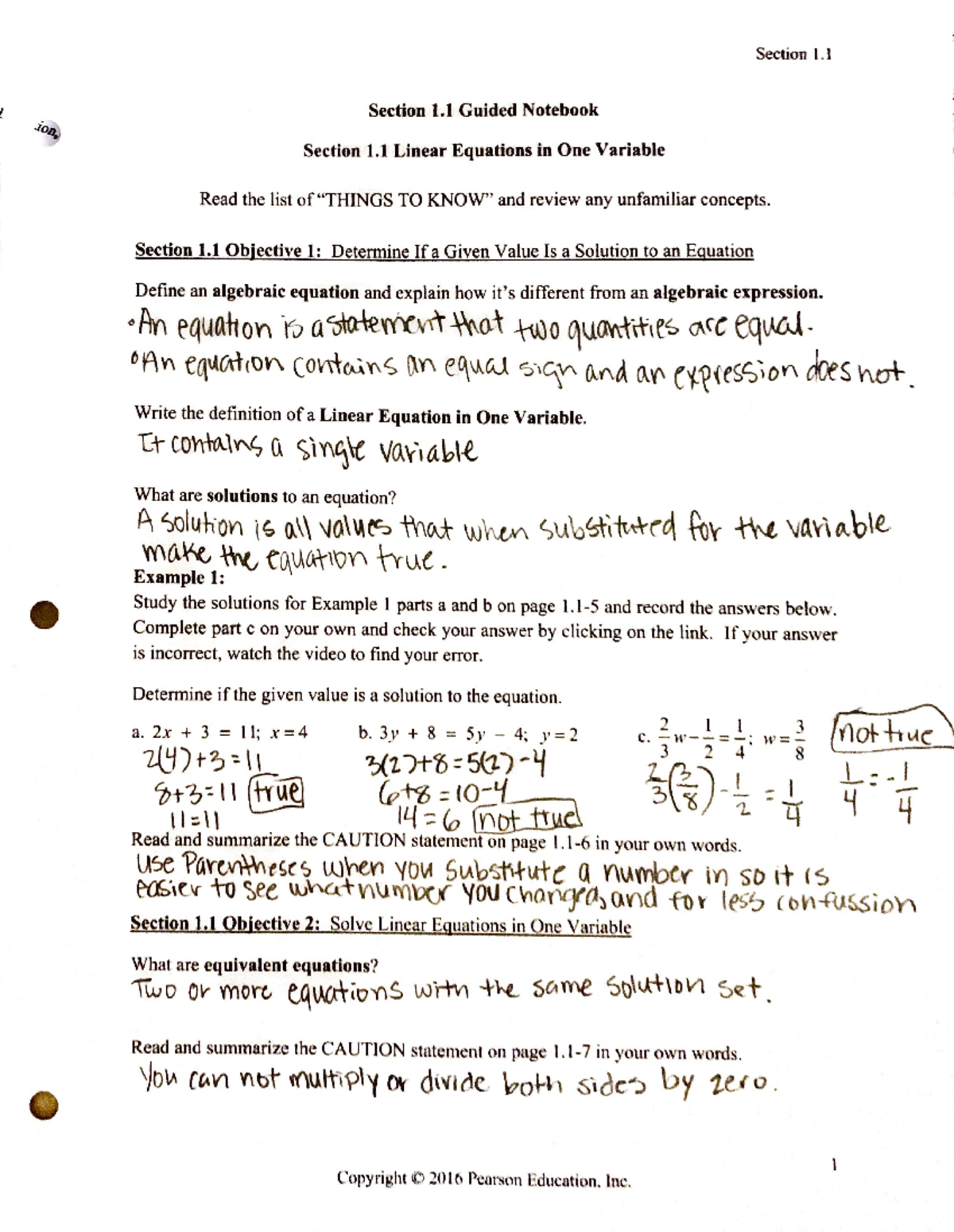 Assignment 1 - Section I. I Section 1 Guided Notebook Section 1 Linear ...
