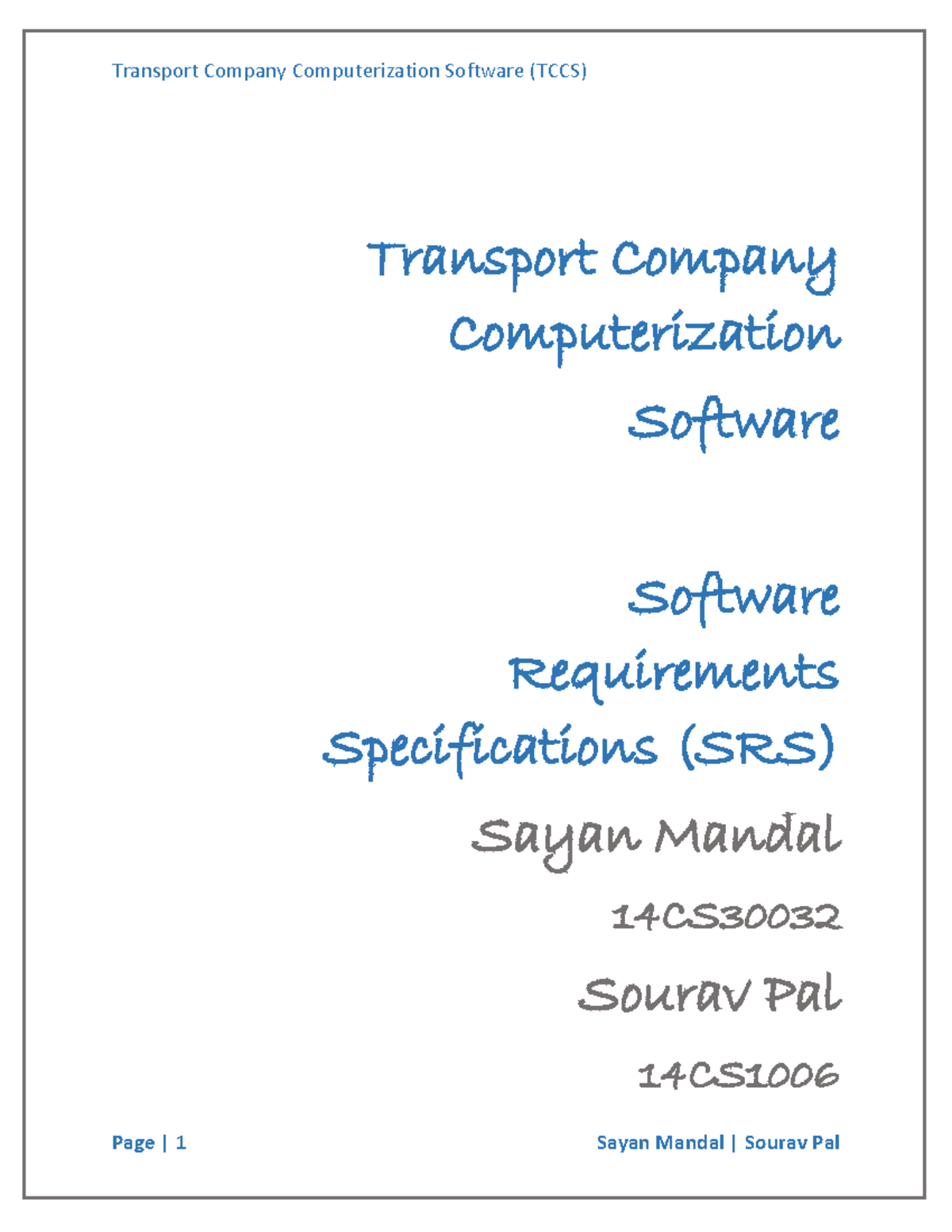 SRS for Transport company Computerization - Transport Company ...