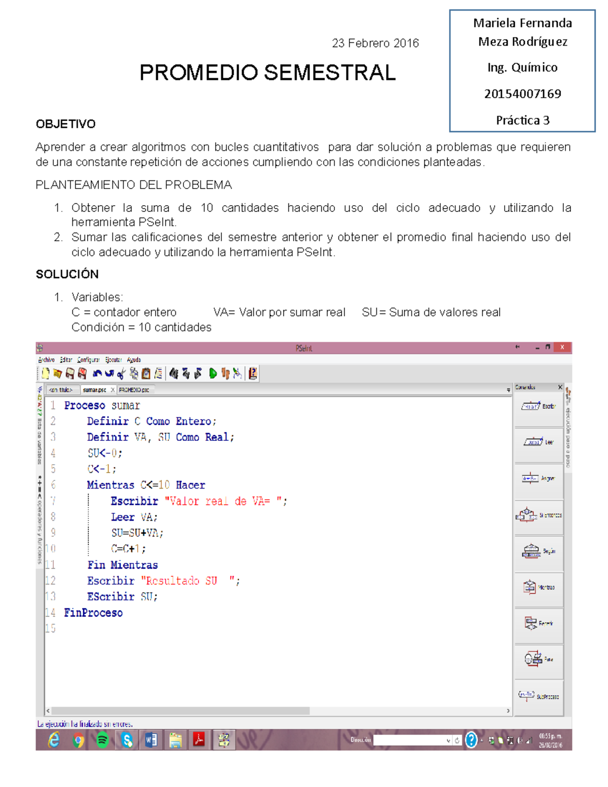 Practica 3 código de programación de sumatorias complejas - 23 Febrero ...