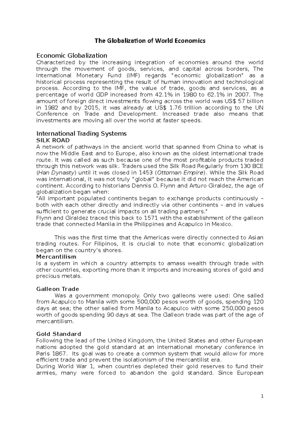 The Globalization of World Economics - The Globalization of World ...