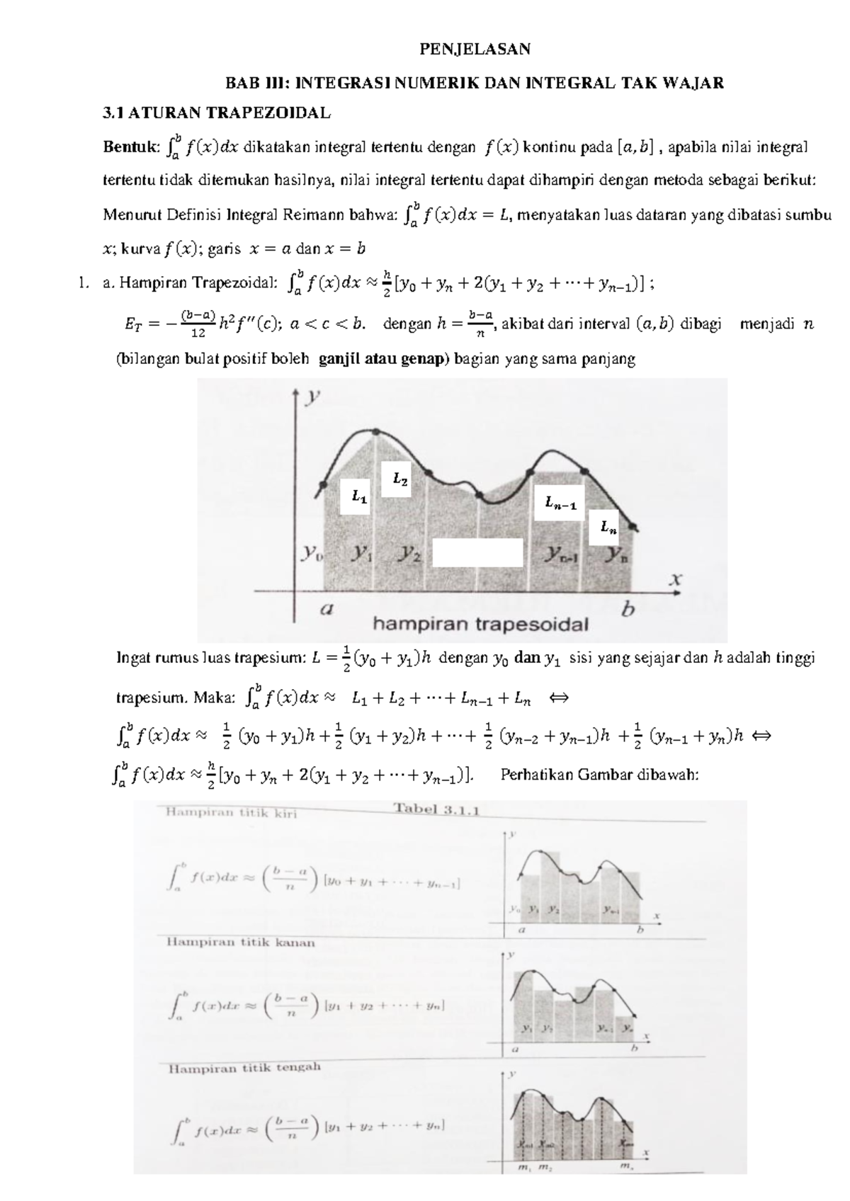 3.1 Aturan Trapezoidal 3.2 Simpson - 1 PENJELASAN BAB III: INTEGRASI ...