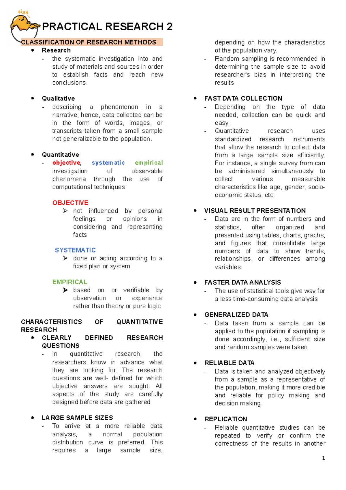 PR Summative Reviewer - CLASSIFICATION OF RESEARCH METHODS Research ...