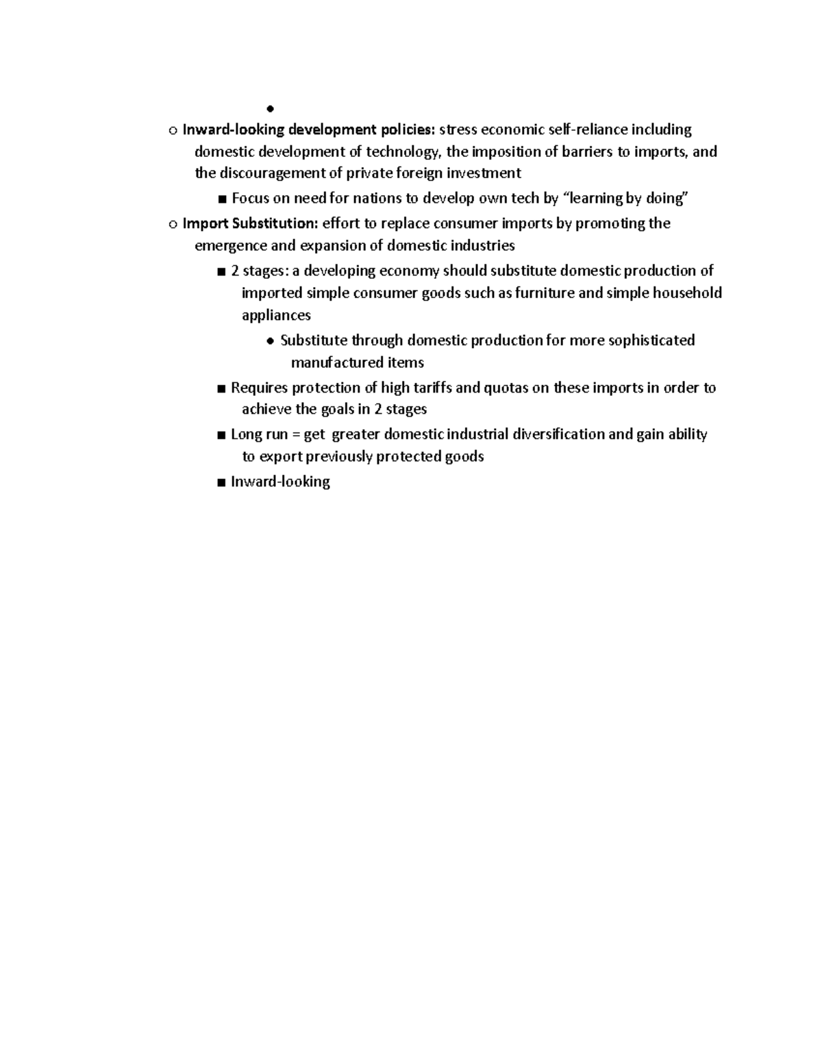Econ development notes-13 - Inward-looking development policies: stress ...