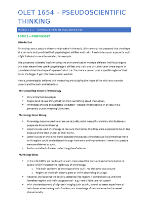 Summary Notes - Pseudoscientific Thinking - Module 1 There are many ...