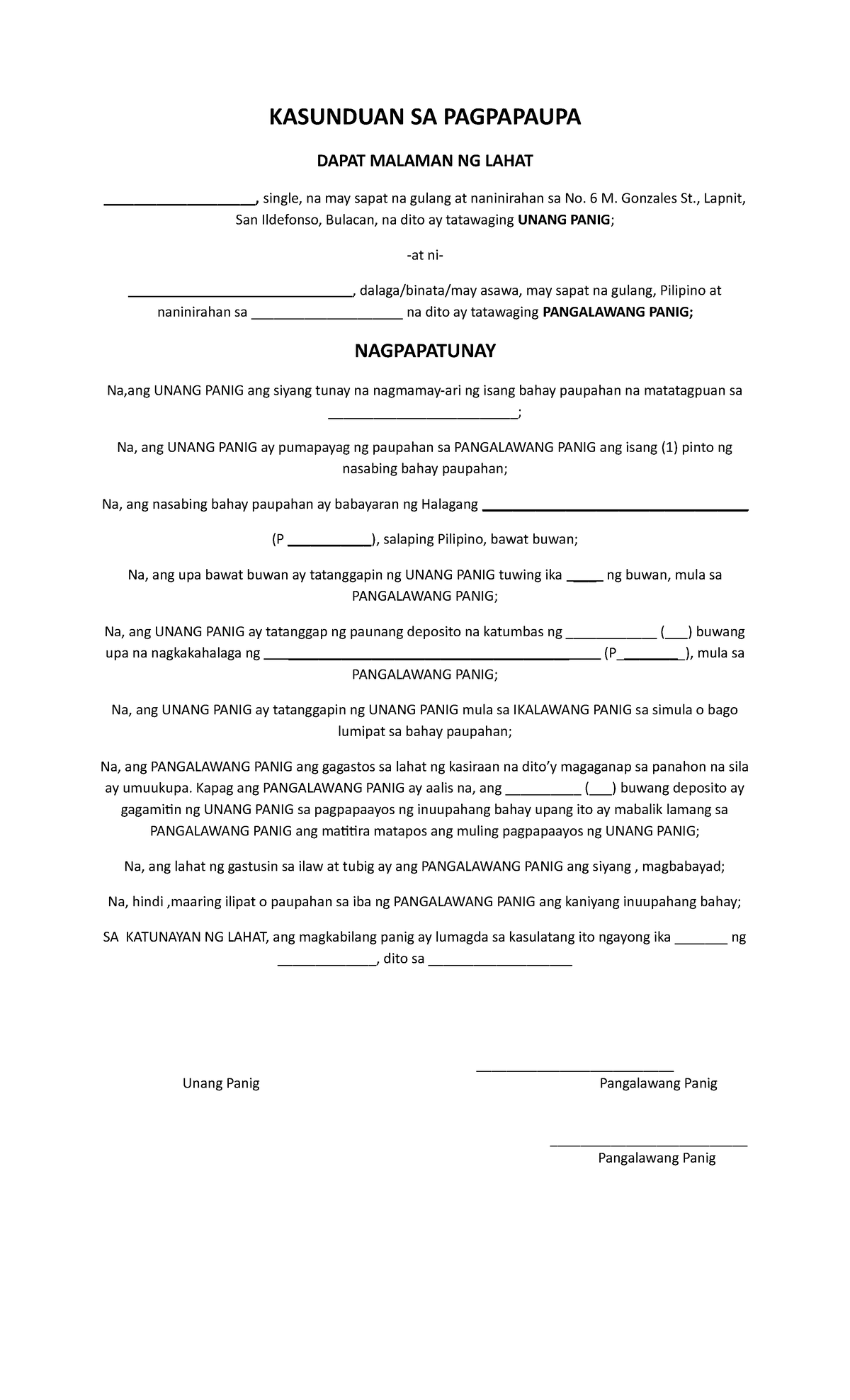 Kasunduan - KASUNDUAN SA PAGPAPAUPA DAPAT MALAMAN NG LAHAT ...