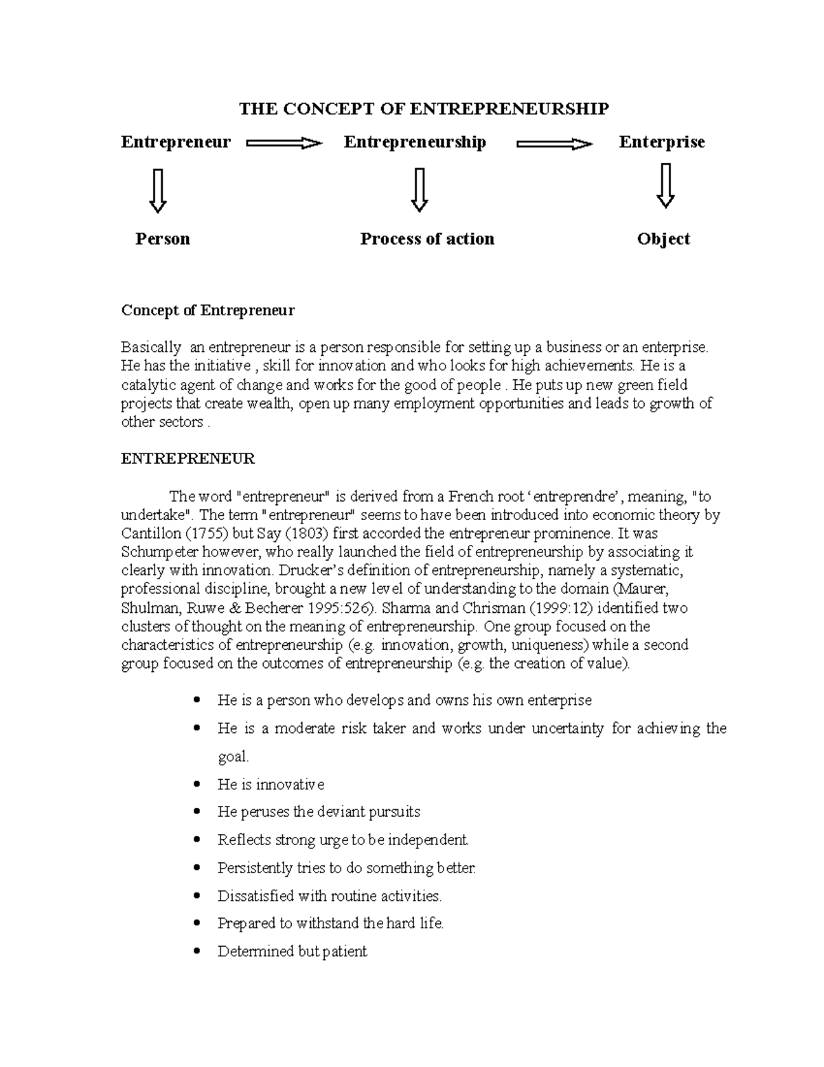 Concept of Entrepreneur Entrepreneurship - THE CONCEPT OF ...