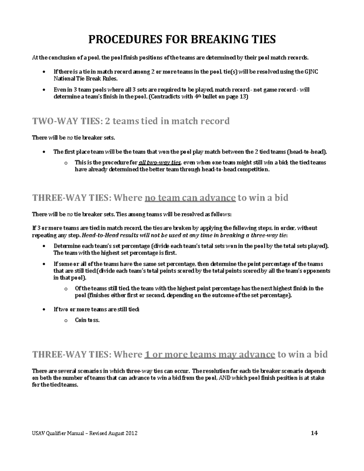 FW Tie Breaker Policy - None - PROCEDURES FOR BREAKING TIES At the ...