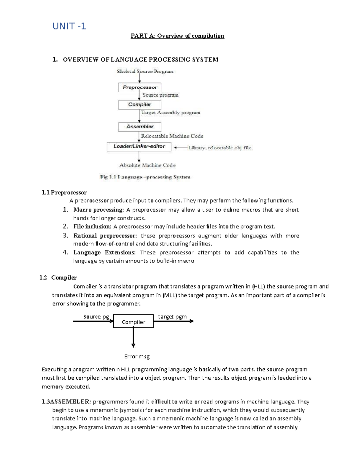 Unit 1 Overview Of Language Processing System Updated New Unit Part A Overview Of