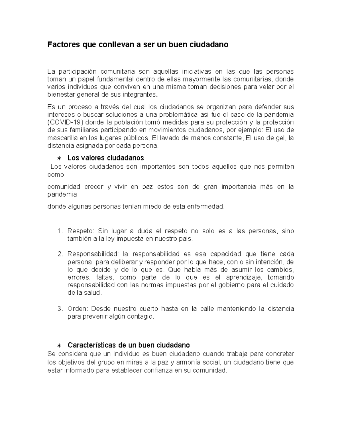 Factores que conllevan a ser un buen ciudadano - Es un proceso a través ...