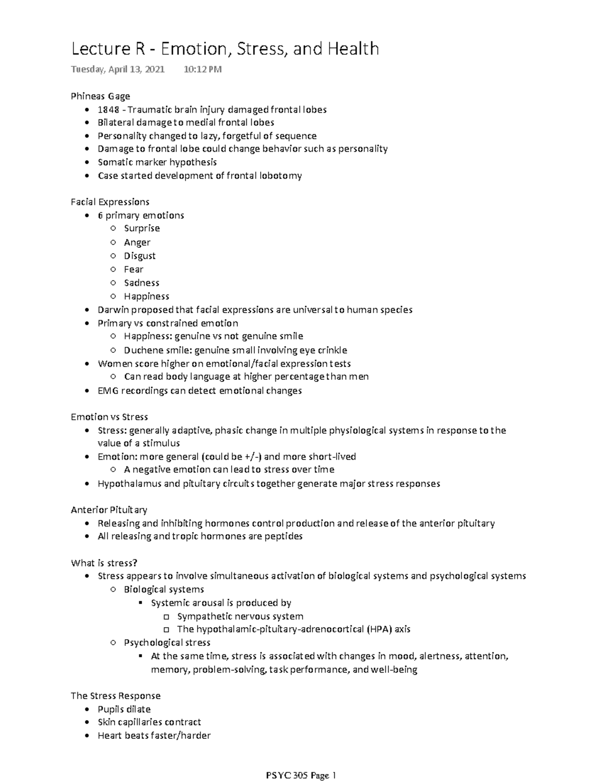 Lecture R - Emotion, Stress, and Health - 1848 - Traumatic brain injury ...