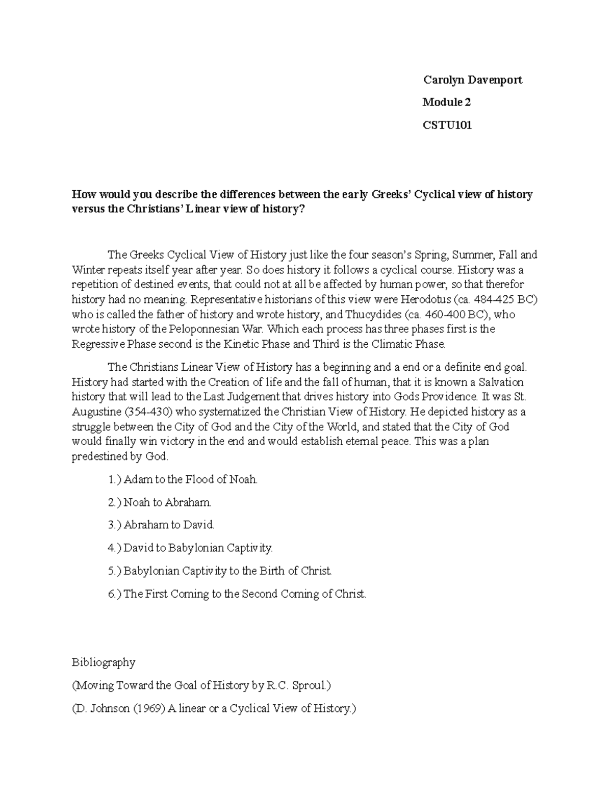 New linear and cyclical views of history carolyn - Carolyn Davenport ...