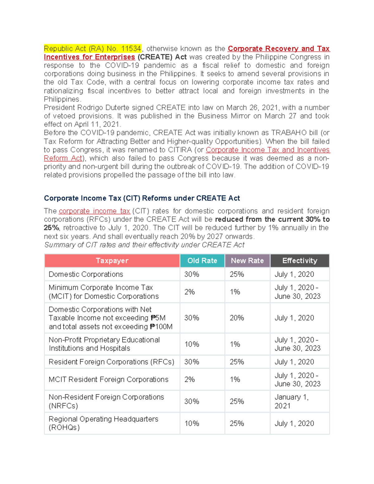 Create ACT RA No. 11534 - Republic Act (RA) No. 11534, otherwise known ...