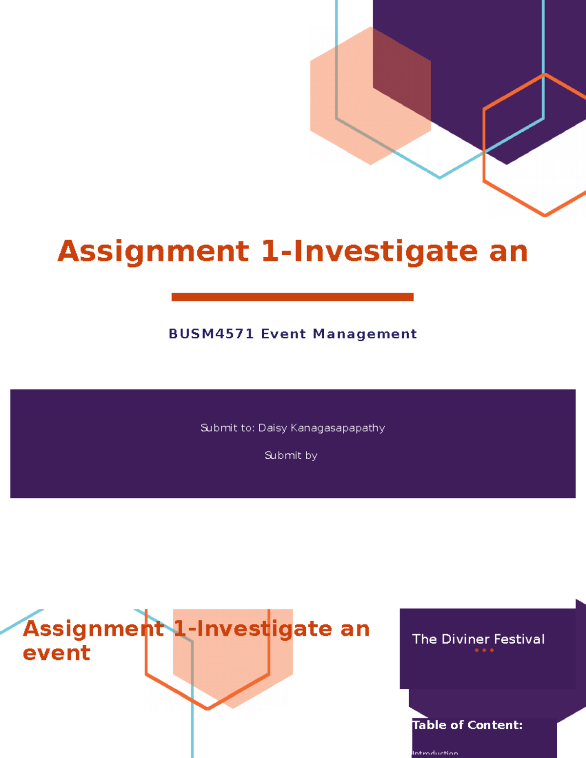 Event mana asm 1 - HD assignment (80+) - Assignment 1-Investigate an ...