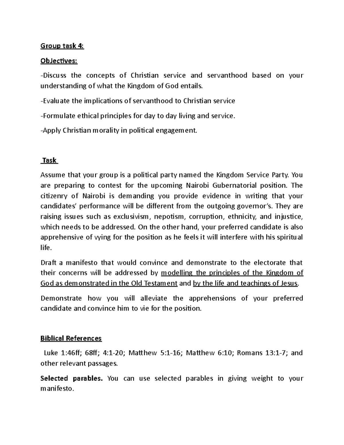 Bible doctrine research presentation work - Group task 4: ObJectives ...