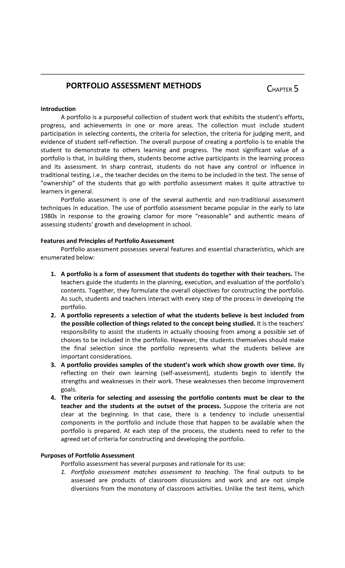 5 - A portfolio is a purposeful collection of student work that ...