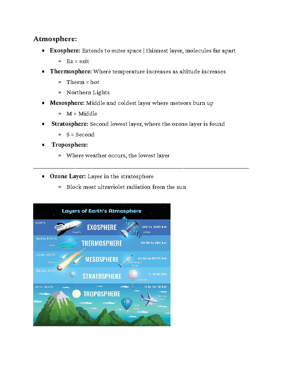 APES 4A Vocab Study - Notes - Atmosphere: Exosphere: Extends to outer ...