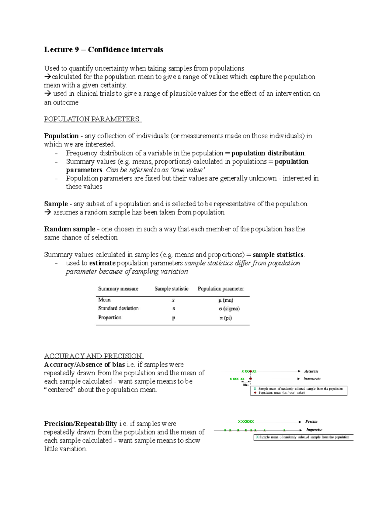 Lecture 9 - CI - confidence intervals - Lecture 9 – Confidence ...