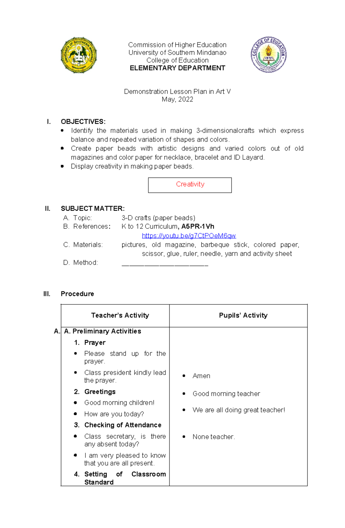 Demo-Paper-Beads CCTO - Commission of Higher Education University of ...