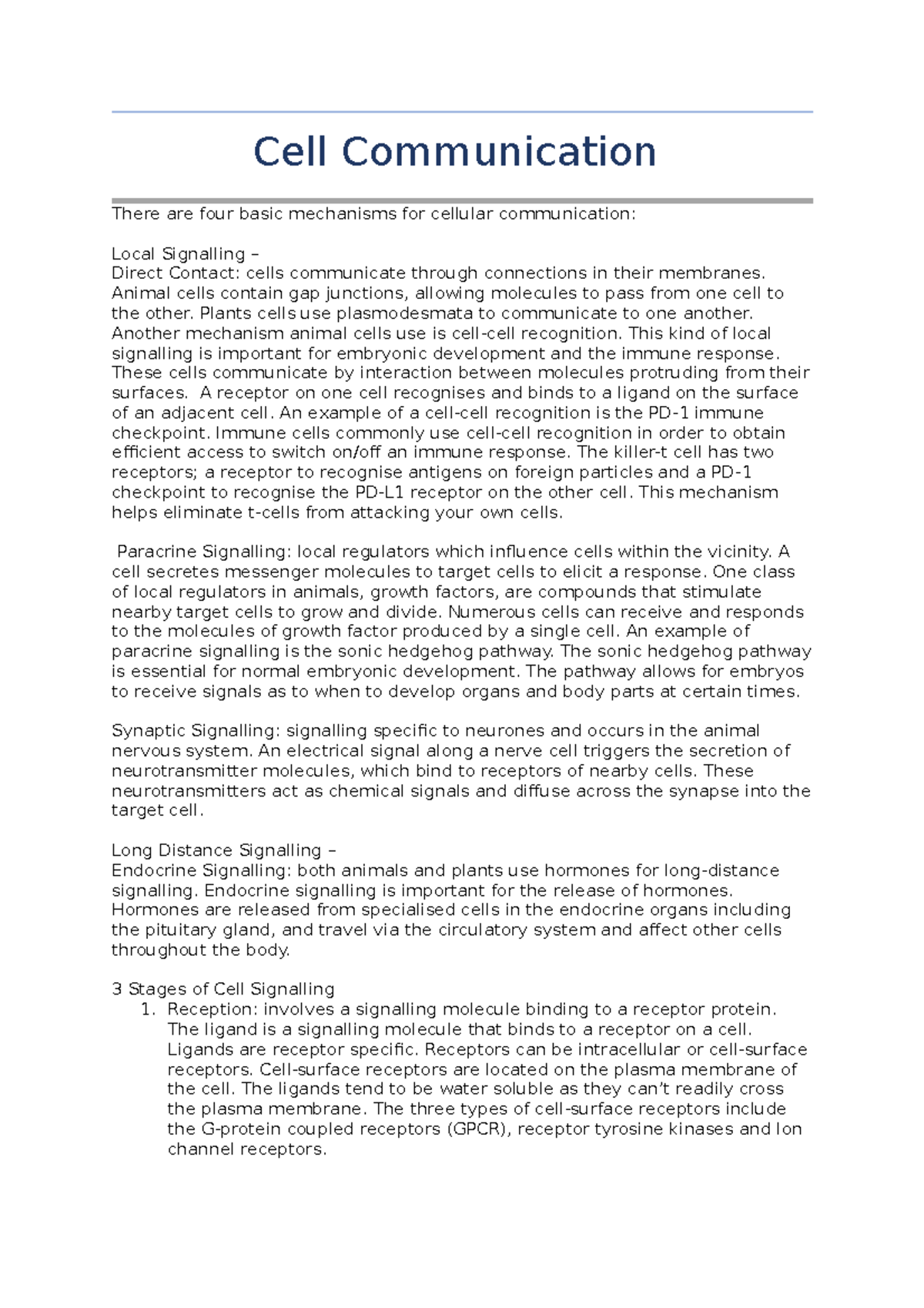 Cell Communication - Cell Communication There are four basic mechanisms ...