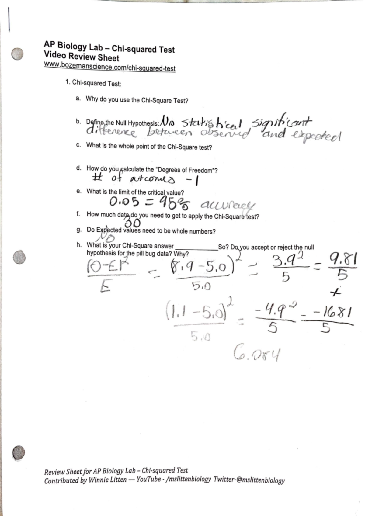 Chi-squared test problems - 0 A~ Biology Lab - Chi-squared Test Video ...