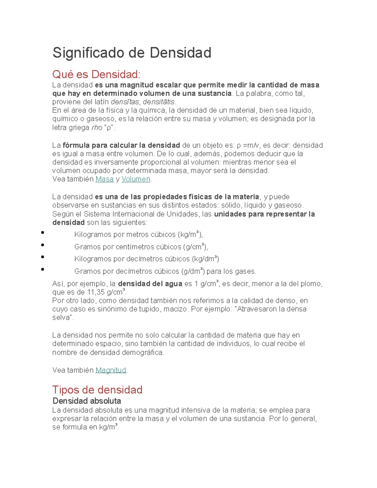 Significado de Densidad - La palabra, como tal, proviene del latín ...