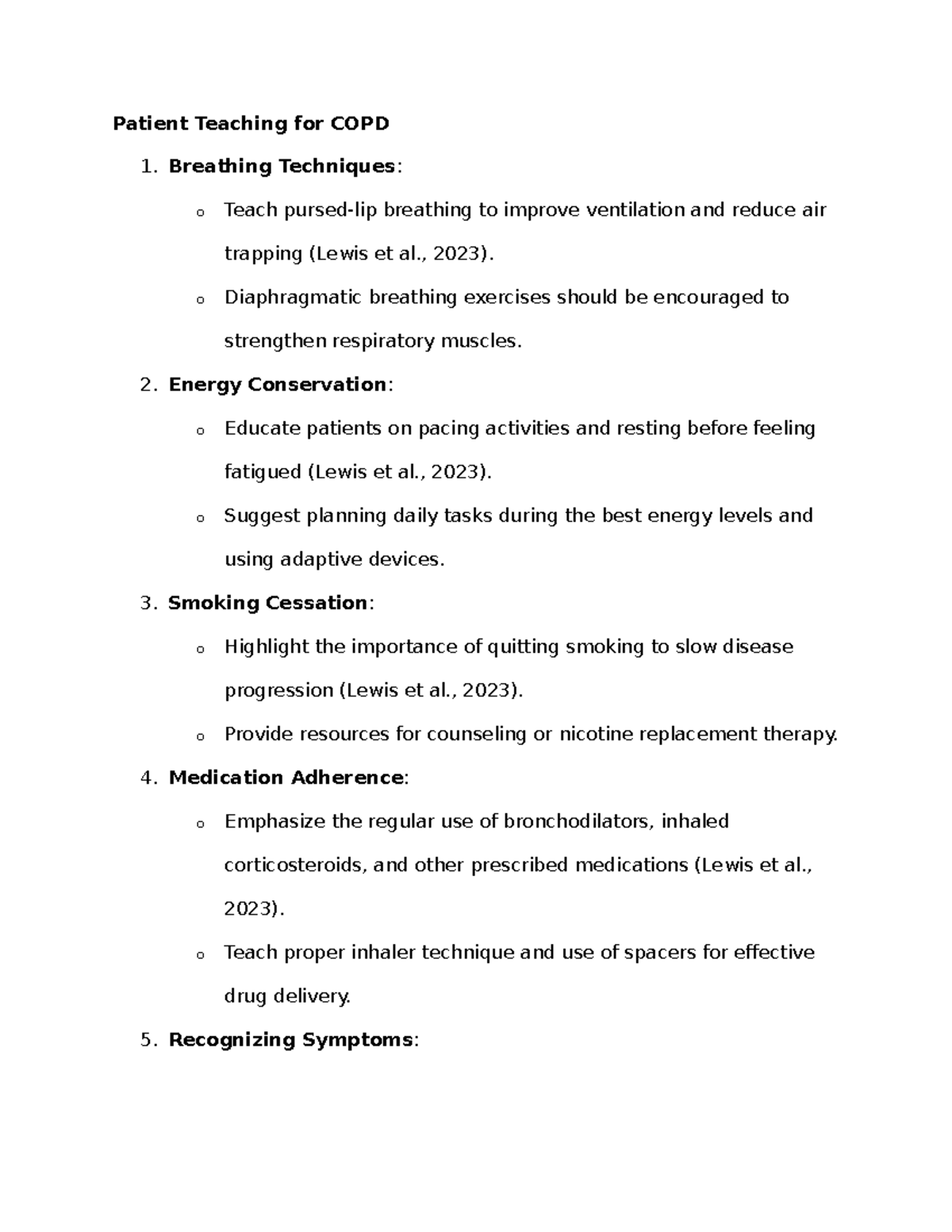 Patient Teaching and Nursing Intervention for COPD - Patient Teaching ...