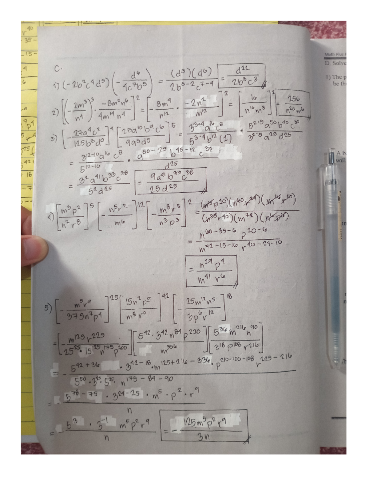 Index Laws - Practice - 10 Math Plus I C. D. Solve 1) acto d6 (d5)(d6 ...