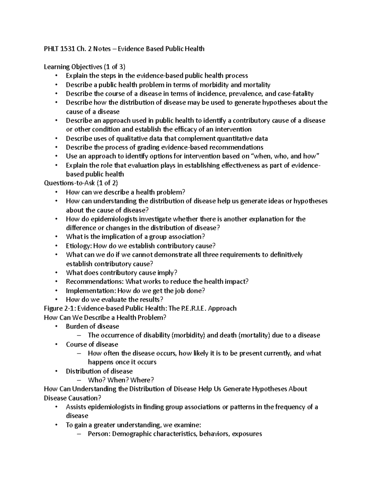 Ch 2 PHLT 1531 notes - PHLT 1531 Ch. 2 Notes – Evidence Based Public ...