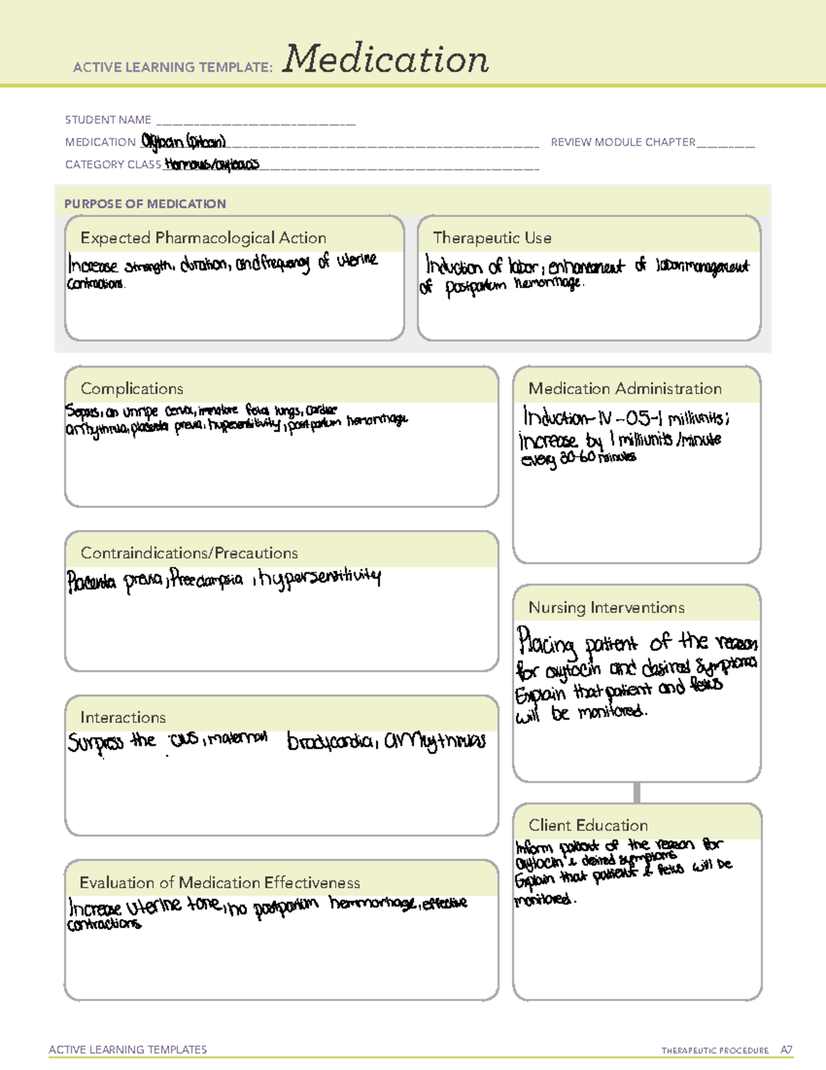 Active Learning Template medication 2 - Medication STUDENT NAME - Studocu