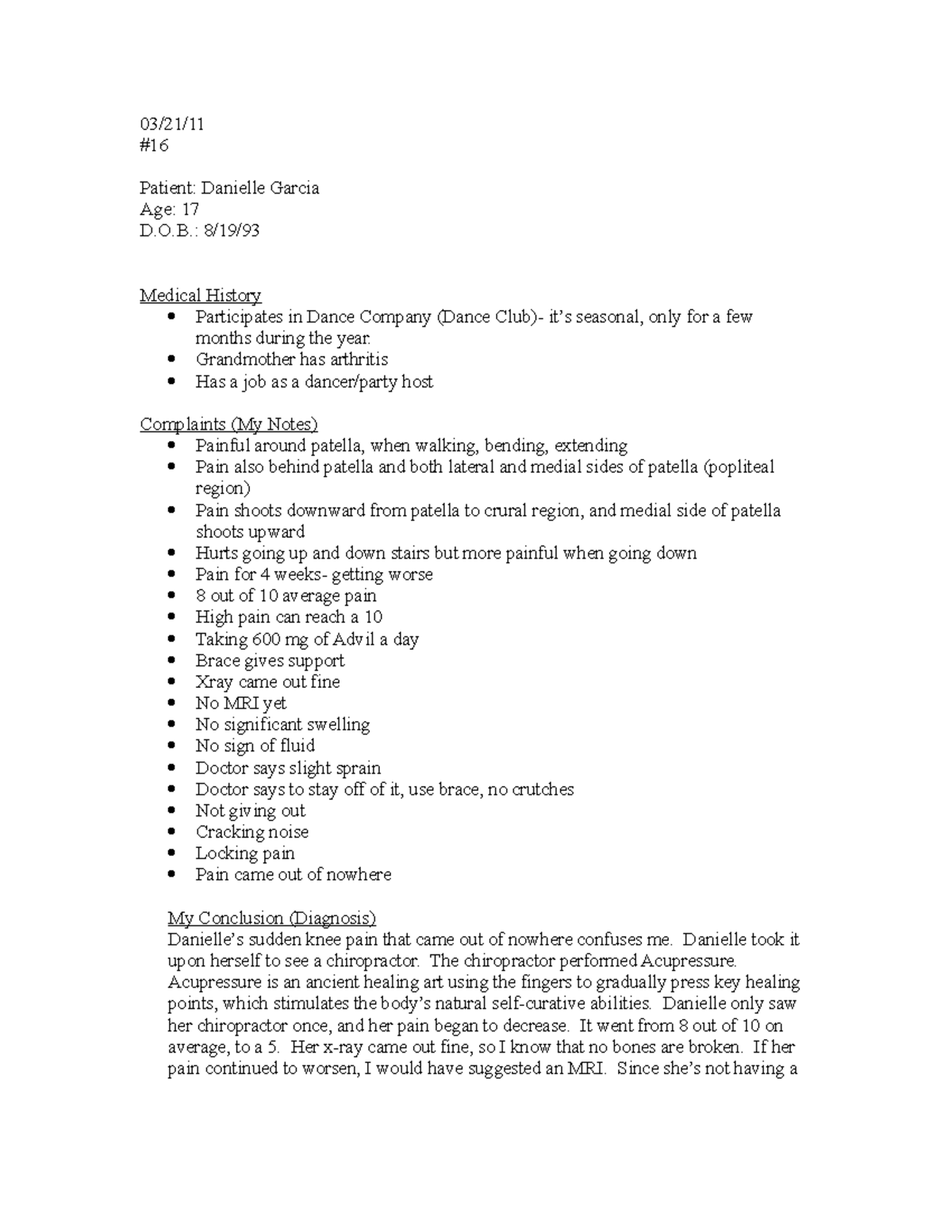 Anatomy Patient Example - Patient: Danielle Garcia Age: 17 D.O ...