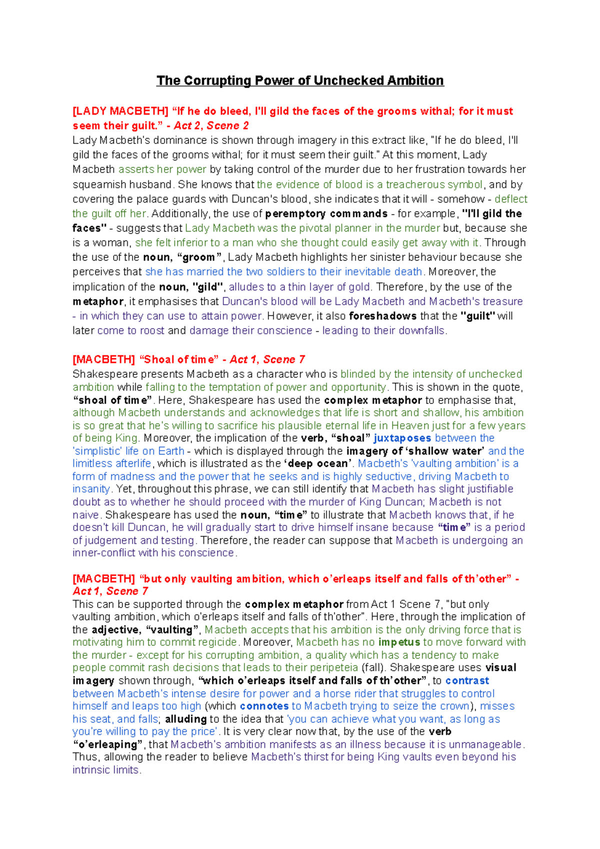 Macbeth Important Quotes - The Corrupting Power of Unchecked Ambition ...