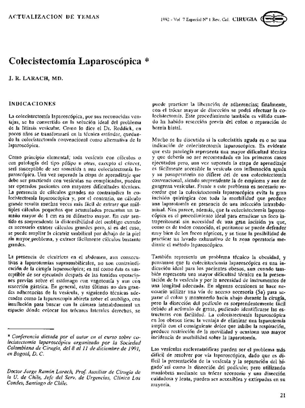Técnica qx - ………. - ACTUALIZACION DE TEMAS ####### Colecistectomía ...