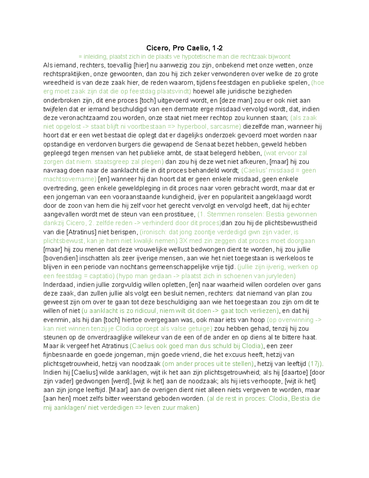 Vertaling Cicero, Pro Caelio, 1-2 - Cicero, Pro Caelio, 1- = inleiding ...