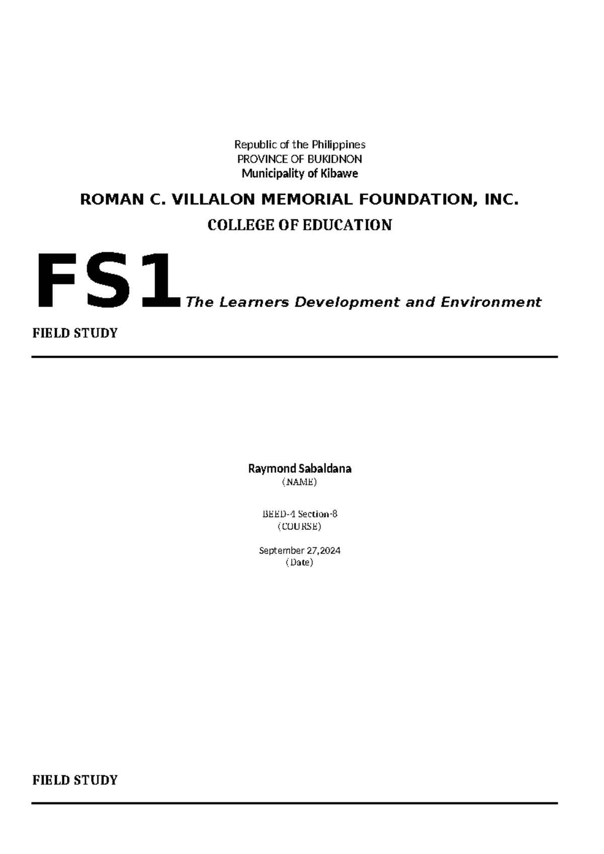 FS-Episode-4 - Fs1 - ####### Republic of the Philippines ...